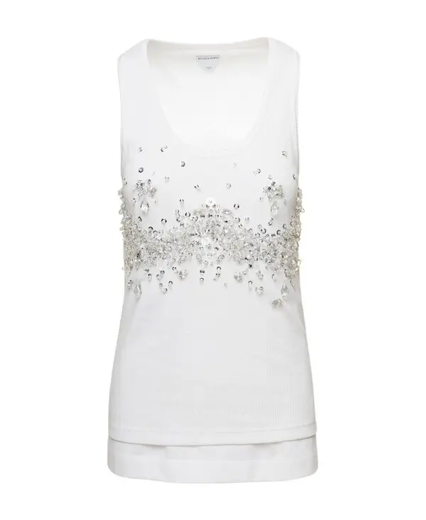 Bottega Veneta Sequins Embellished Tank Top - Chalk White