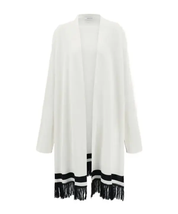 FERRAGAMO Long Fringed Cardigan - White