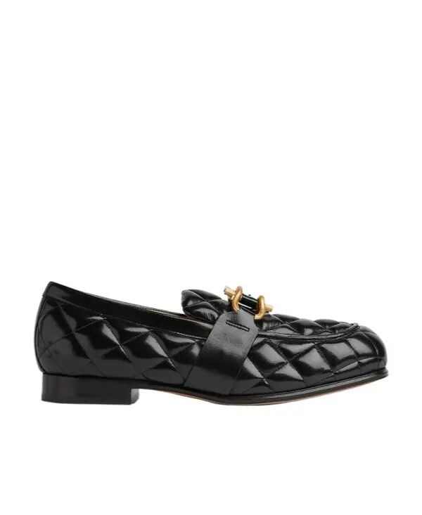 Bottega Veneta Quilted Leather Loafers With Gold Hardware