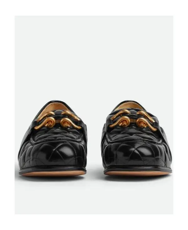 Bottega Veneta Quilted Leather Loafers With Gold Hardware