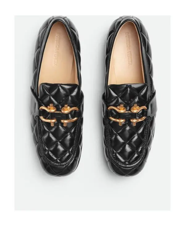 Bottega Veneta Quilted Leather Loafers With Gold Hardware