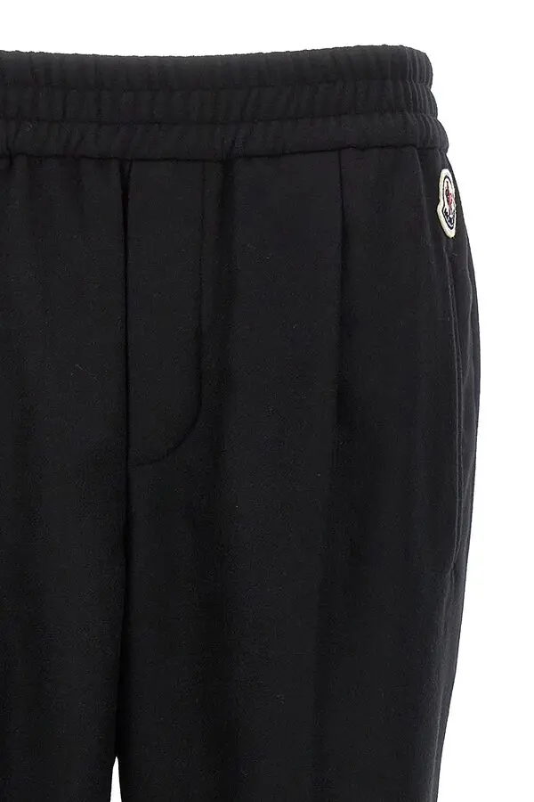 Moncler Logo Patch Elastic Waist Straight Leg Pants