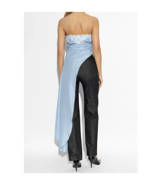 Moschino Asymmetrical Lace Top - Blue