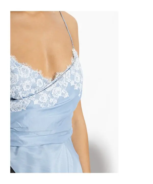 Moschino Asymmetrical Lace Top - Blue