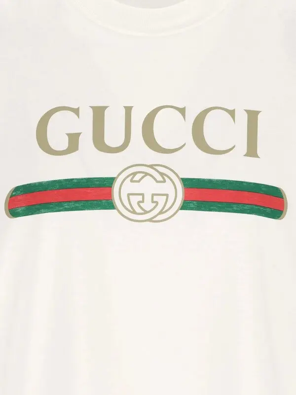 Gucci Logo Printed Jersey T-shirt - White