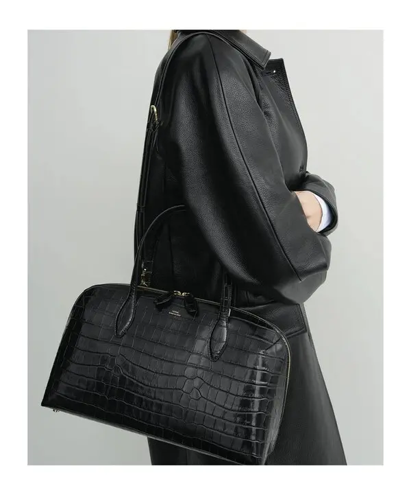 TOTEME Croc Effect Double Handle Shoulder Bag