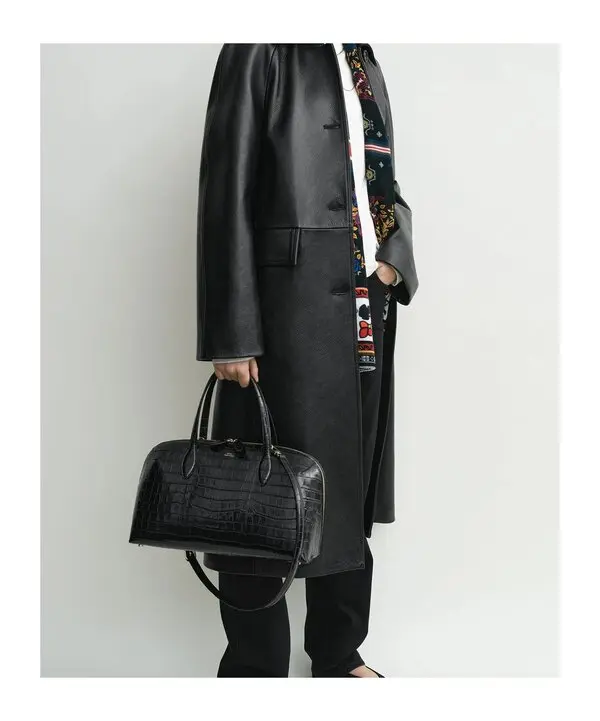 TOTEME Croc Effect Double Handle Shoulder Bag