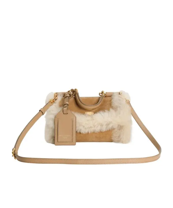 Dolce & Gabbana My Sicily Shearling Tote Bag - Nude
