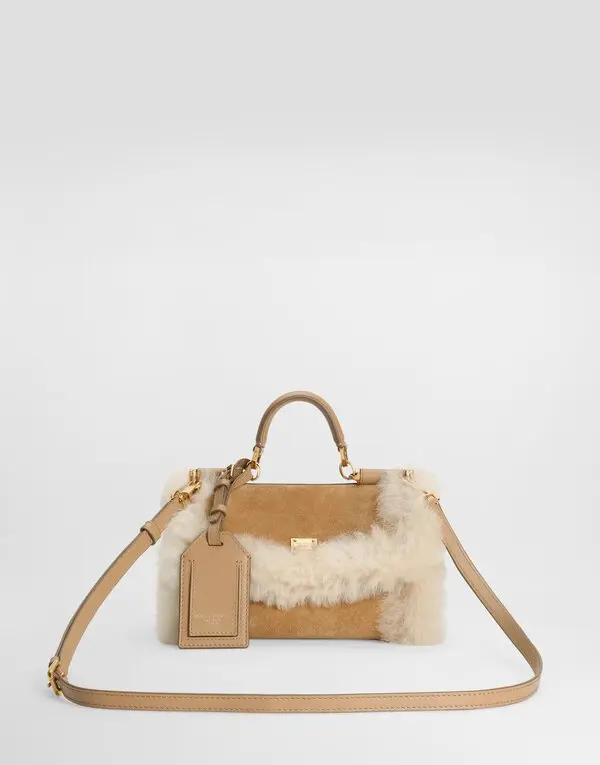 Dolce & Gabbana My Sicily Shearling Tote Bag - Nude