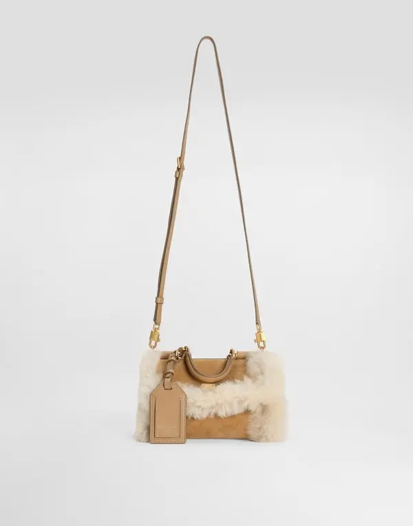 Dolce & Gabbana My Sicily Shearling Tote Bag - Nude