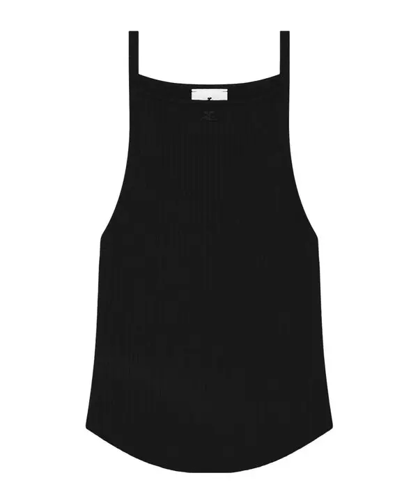 COURREGES Courrèges Sleeveless Ribbed Knit Top - Black