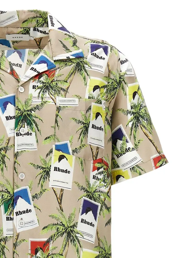 Rhude Cigarette-printed Short-sleeved Shirt - Nude
