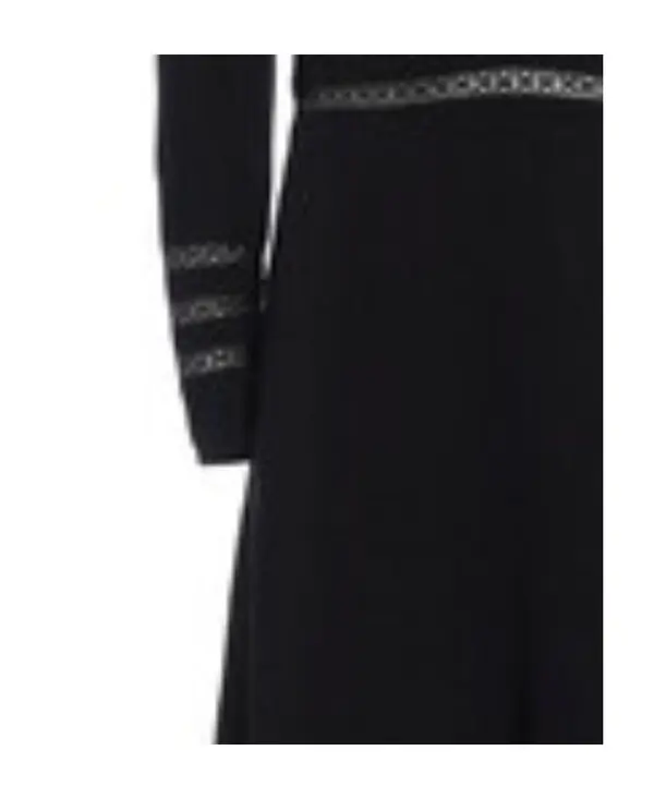 Burberry V-neck Long Sleeve Dress With Pleated Detail
