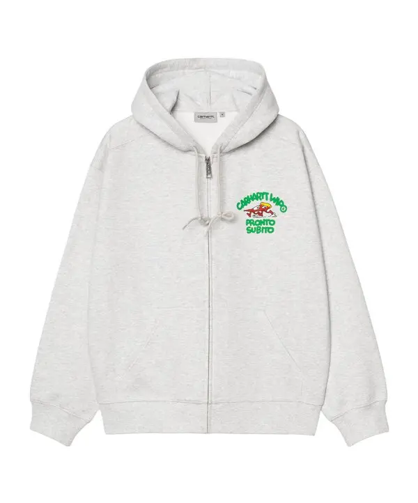 Carhartt Work In Progress Hooded Pronto Sweat Jacket With Graphic Prints - Ash Heather
