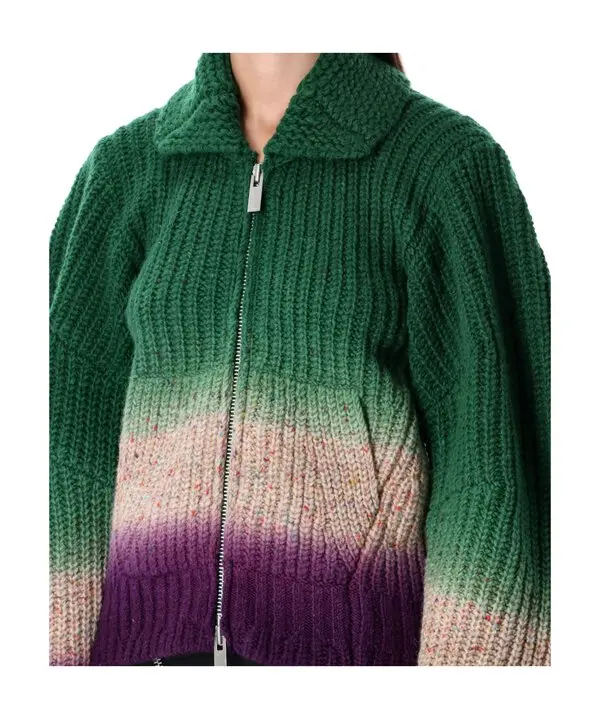 Sacai Gradient Pattern Knitted Bomber Cardigan