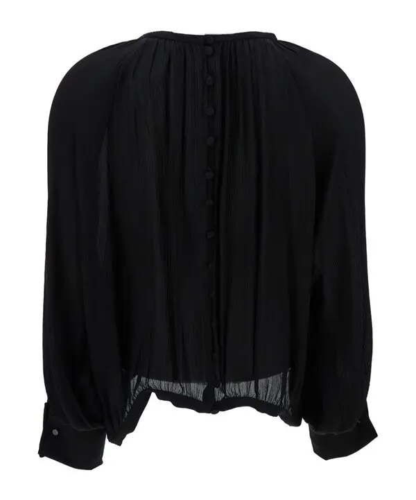 Max Mara Crewneck Long Sleeve Top With Asymmetrical Cut And Buttoned Cuffs