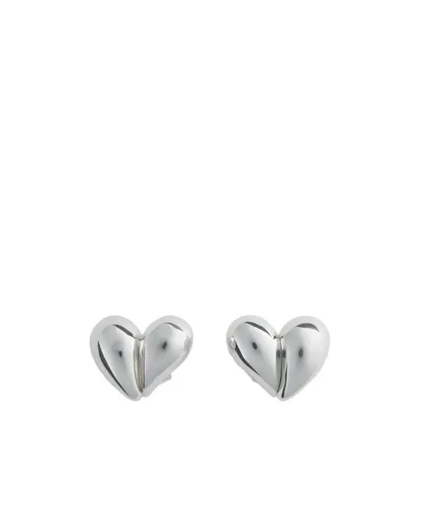 Bottega Veneta Sterling Heart Drop Clip Earrings - Silver