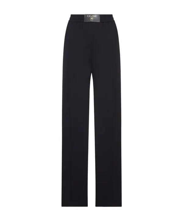 Celine Elastic Waist Straight Leg Casual Pants - Black