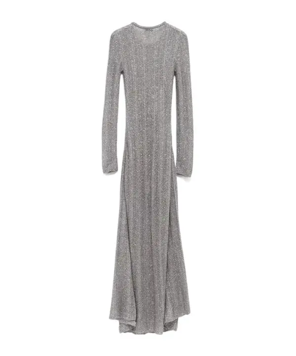 Alaïa Long Sleeve Sequin Knit Maxi Dress