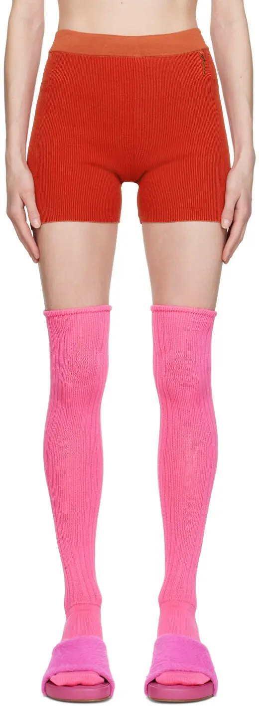 Jacquemus Le Short Pralu Ribbed Knit Shorts - Red