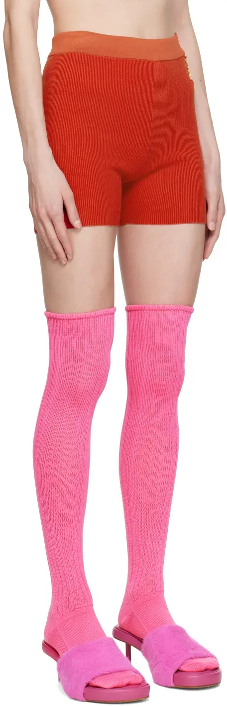 Jacquemus Le Short Pralu Ribbed Knit Shorts - Red