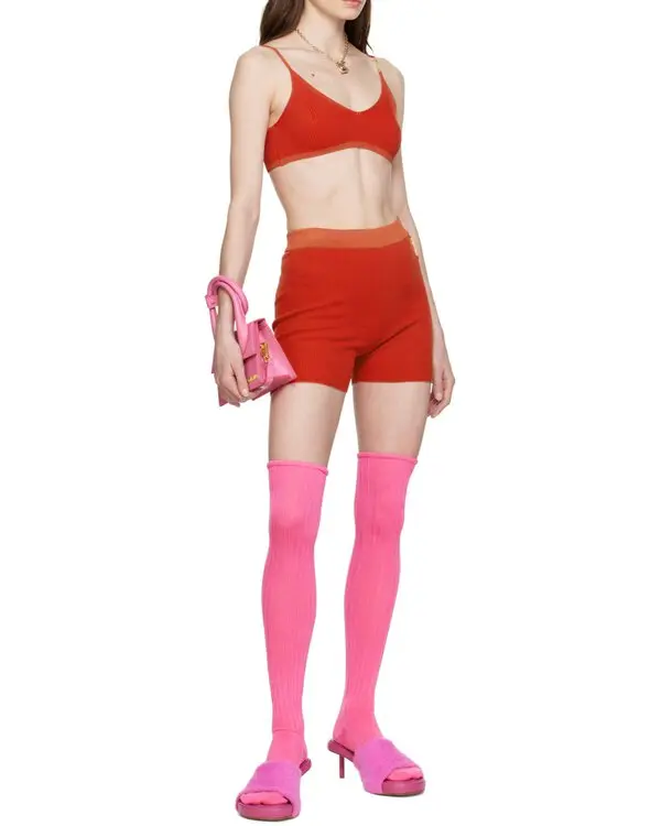 Jacquemus Le Short Pralu Ribbed Knit Shorts - Red