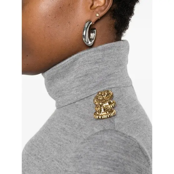 Balmain Turtleneck Long-sleeve Dress With Button Detailing - Gray