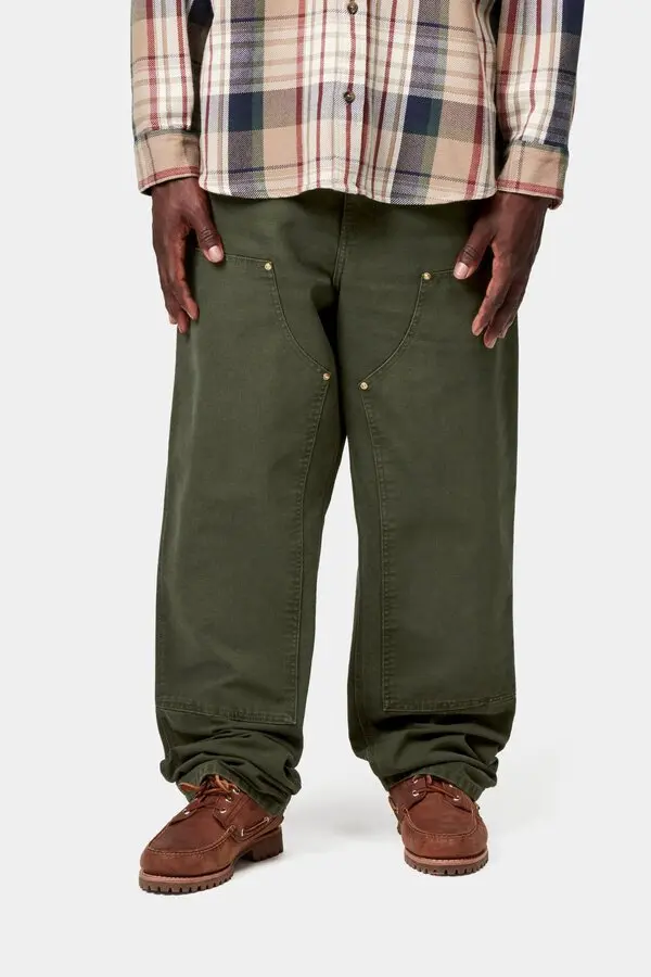 Carhartt Work In Progress Double Knee Stone Canvas Pants - Olive
