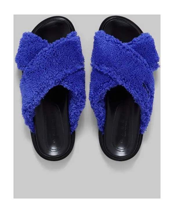 Marni Terry Slide Sandals With Embroidered Logo