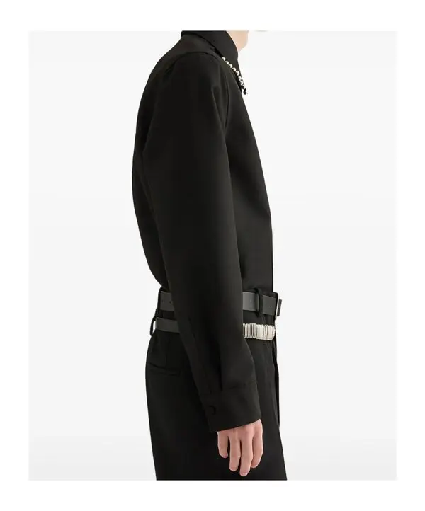JIL SANDER Beaded-collar Shirt - Black