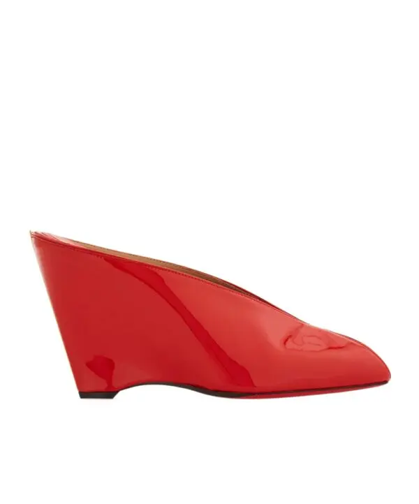 FERRAGAMO Peep-toe Patent Leather Mules - Flame Red