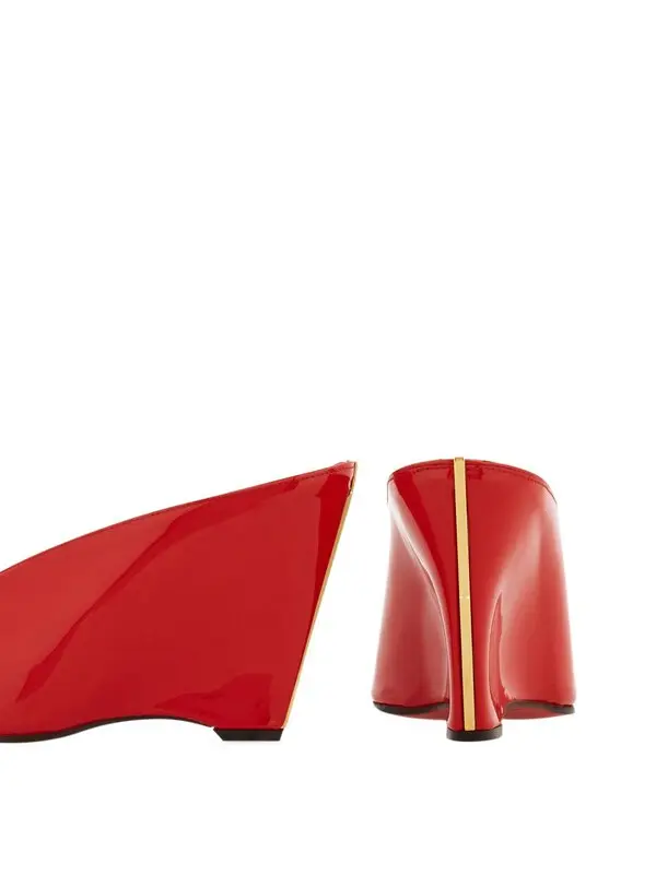 FERRAGAMO Peep-toe Patent Leather Mules - Flame Red