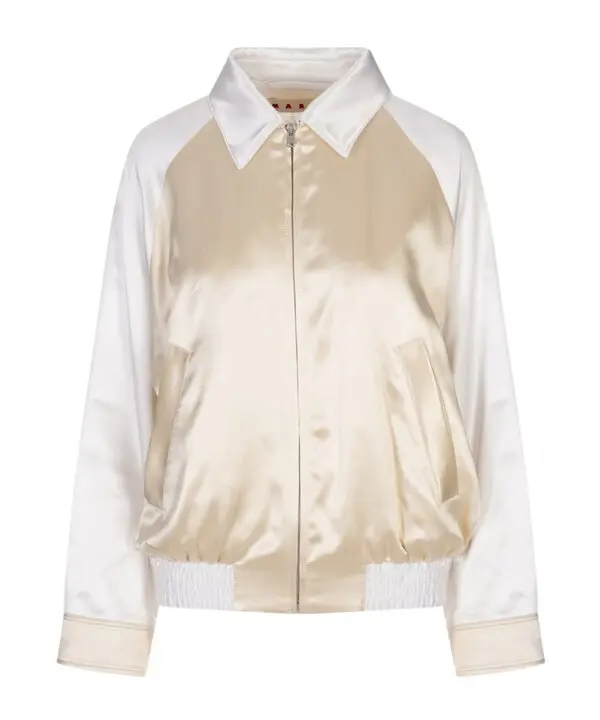 Marni Bomber Jacket With Lapel Collar And Zip Closure - White