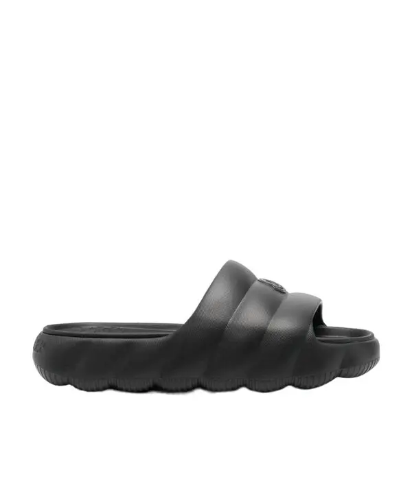 Moncler Quilted Logo Sliders - Black