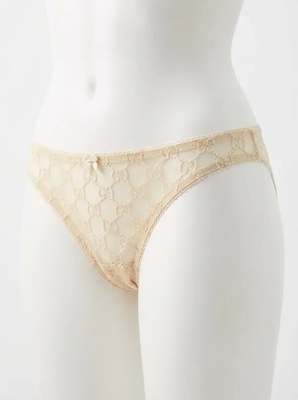 Gucci Tulle Logo Briefs - Ivory White