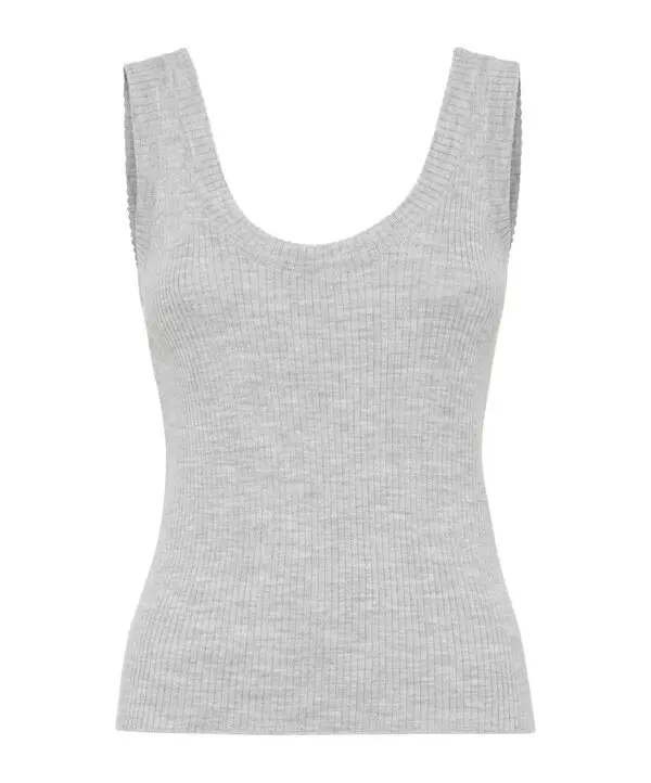 Brunello Cucinelli Scoop Neck Ribbed-knit Vest - Light Gray