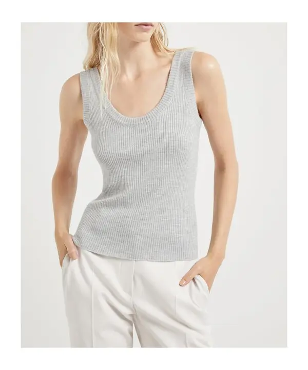 Brunello Cucinelli Scoop Neck Ribbed-knit Vest