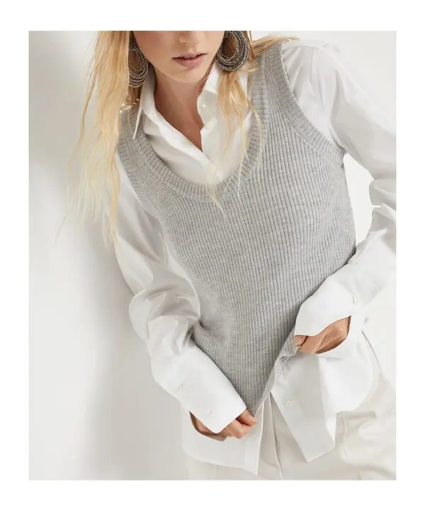 Brunello Cucinelli Scoop Neck Ribbed-knit Vest