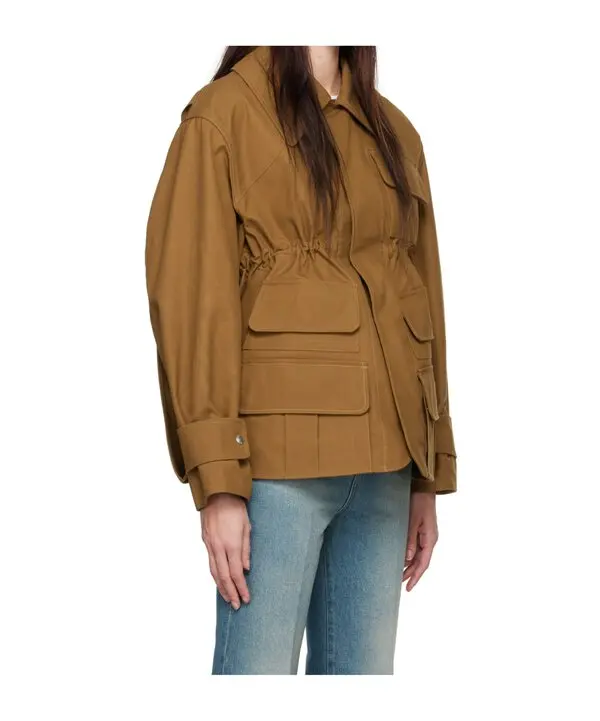 Victoria Beckham Cotton Jacket With Pleated Details