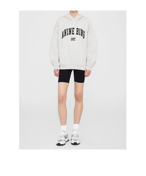 ANINE BING Harvey Logo Hoodie - Heather Ash