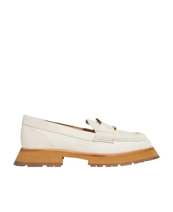 Moncler Loafers With Flared Heel And Logo Metal Fitting - White