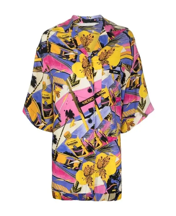 Palm Angels Allover Graphic Printed Oversized Bowling Shirt