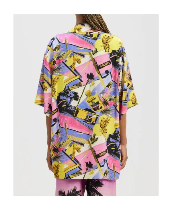 Palm Angels Allover Graphic Printed Oversized Bowling Shirt