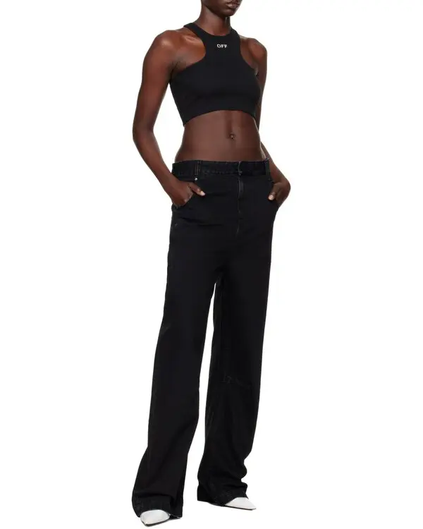 Off-White Off" Logo Cropped Ribbed Tank Top