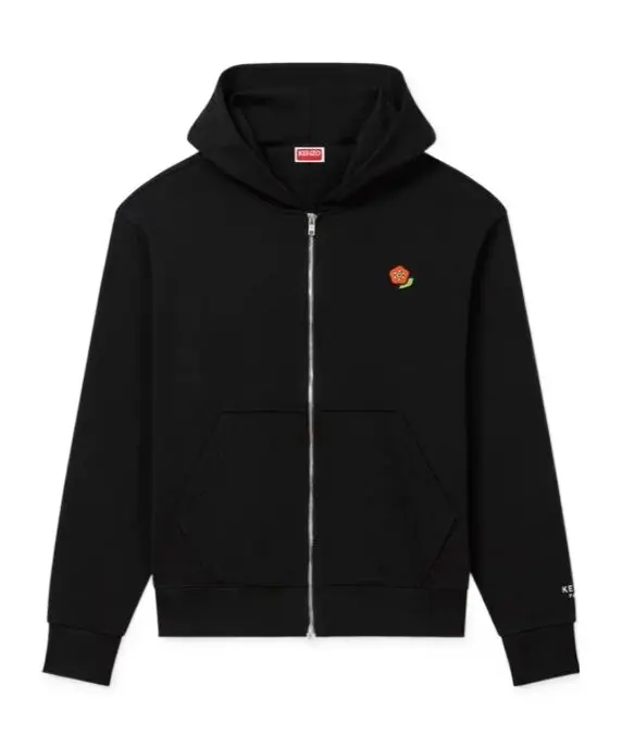 Kenzo Embroidered Zip-up Hoodie - Black