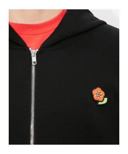 Kenzo Embroidered Zip-up Hoodie - Black