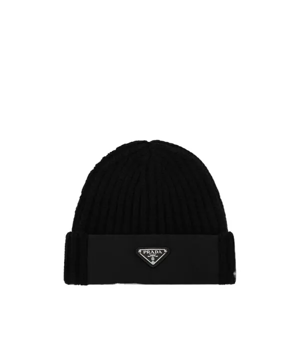 Prada Wool And Re-nylon Beanie - Black