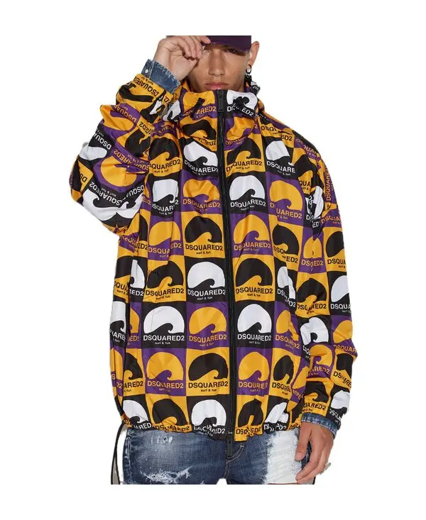 Dsquared2 All-over Printed Zip-up Hooded Jacket