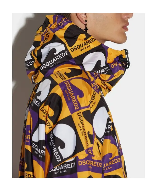 Dsquared2 All-over Printed Zip-up Hooded Jacket