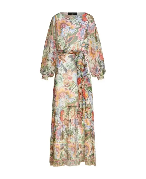 Etro Floral Print Long Sleeve Maxi Dress